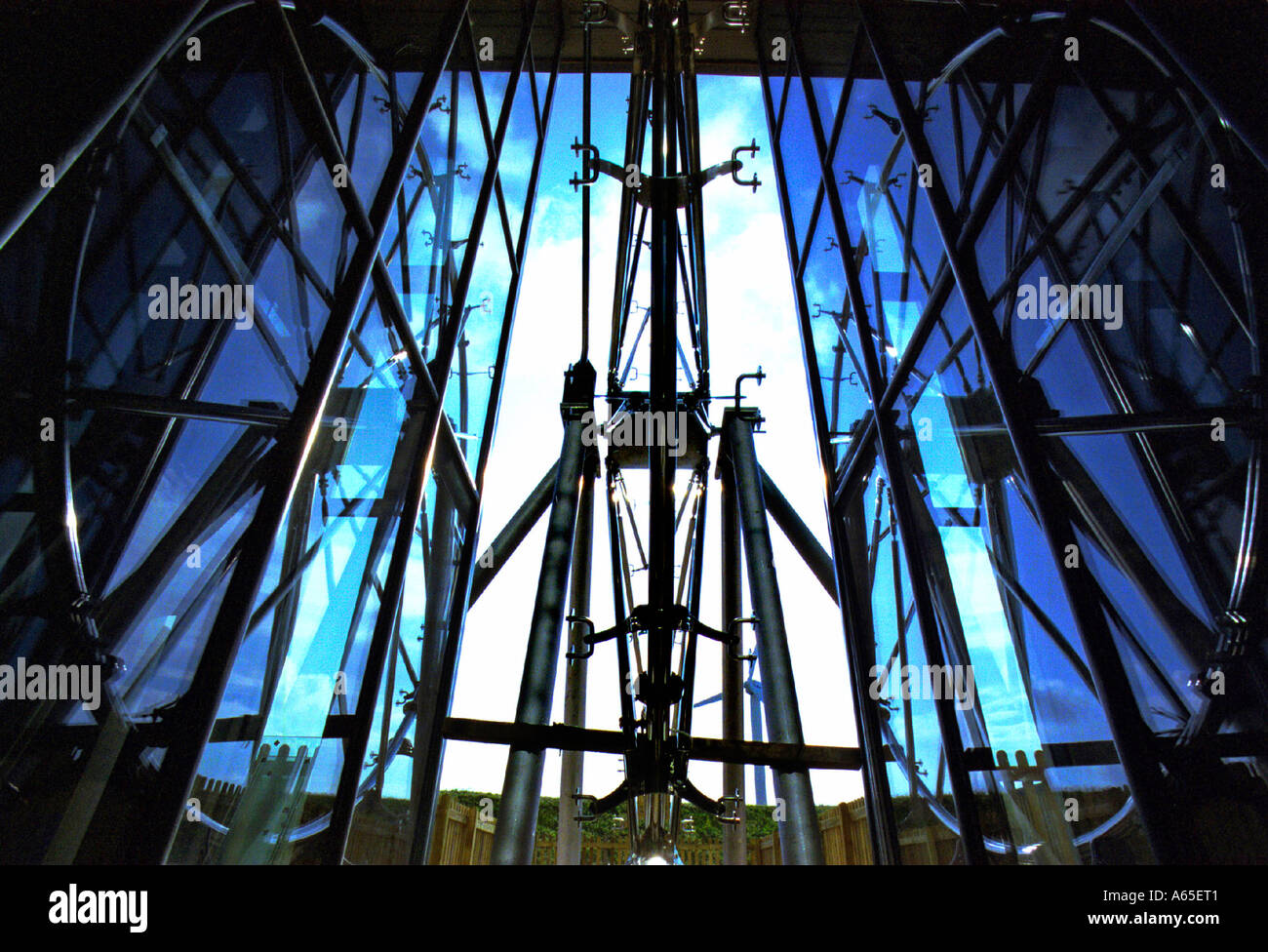 A 7 metre high glass and stainless steel water wheel at the Gaia Energy ...