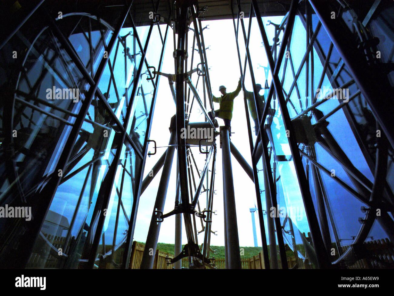 A 7 metre high glass and stainless steel water wheel at the Gaia Energy ...