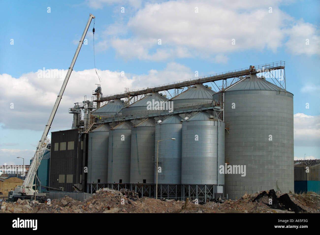Row of Grain silos at Port of Shoreham, Sussex, UK Stock Photo - Alamy