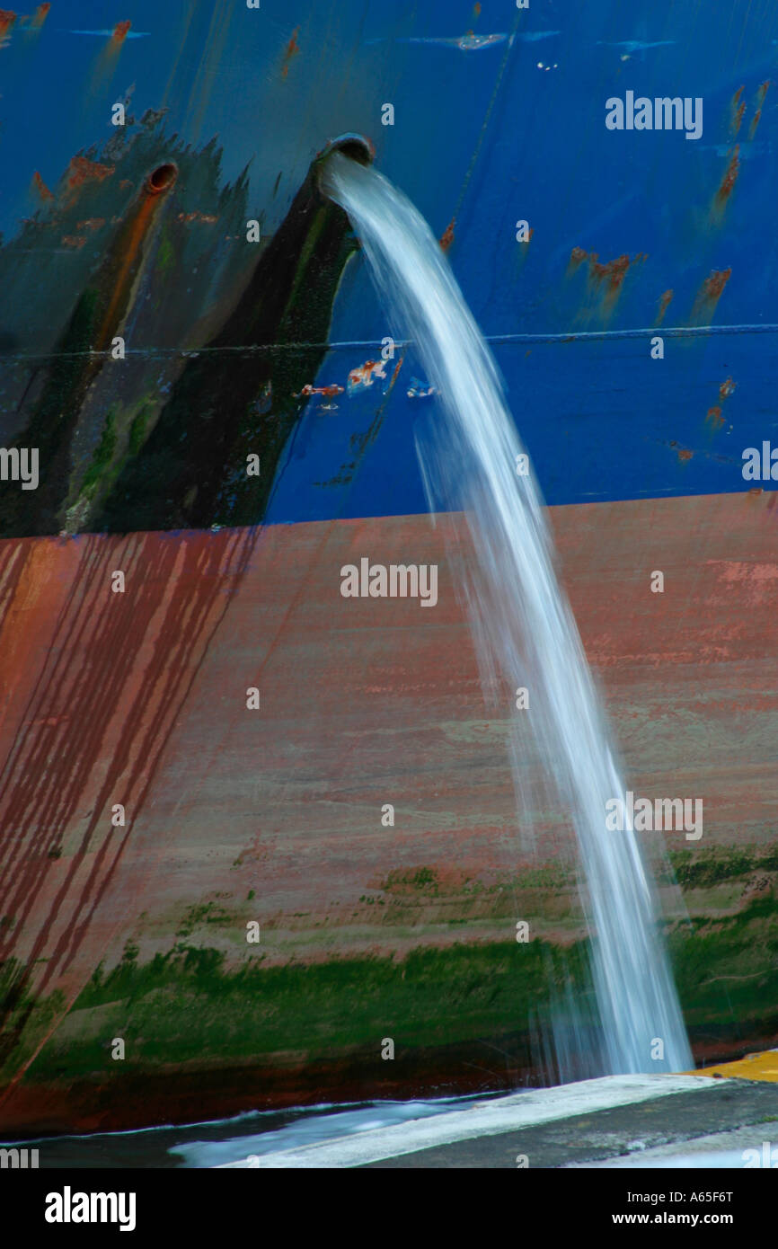 Water being pumped out of hull of Humber Fisher via the ship's self ...