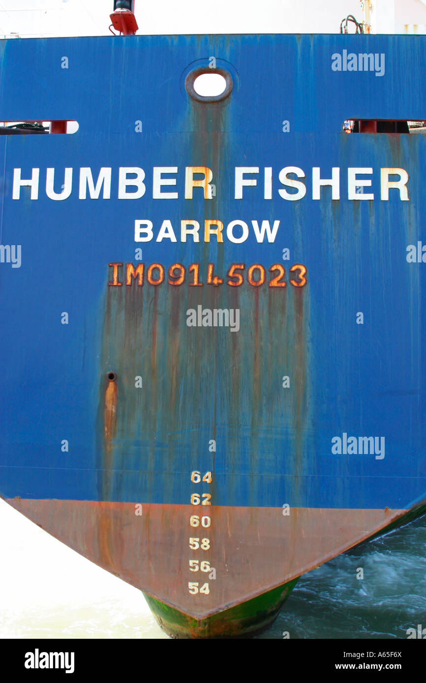 The UK registered oil tanker Humber Fisher's stern Stock Photo - Alamy