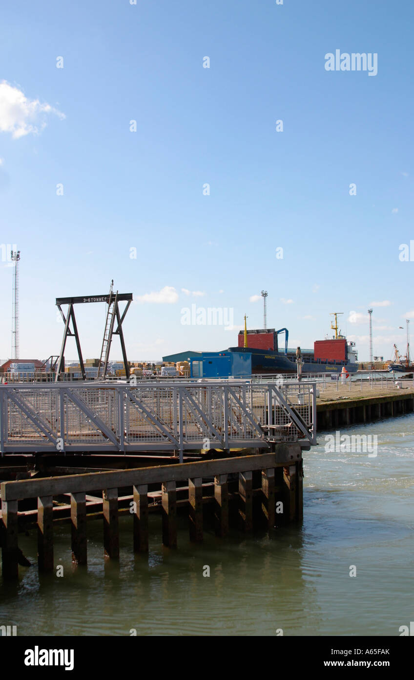 Lock gates at Port of Shoreham, Sussex, UK with gantry crane in ...