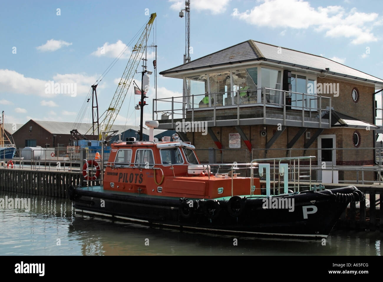 Lock gates and pilot ship at Port of Shoreham, Sussex, UK Stock Photo ...