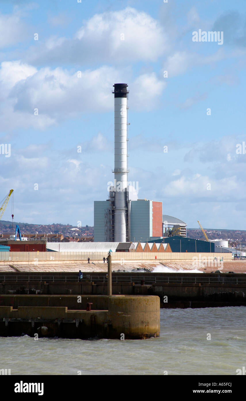 Tall chimney of Shoreham Power Station Shoreham by Sea, West Sussex, UK ...