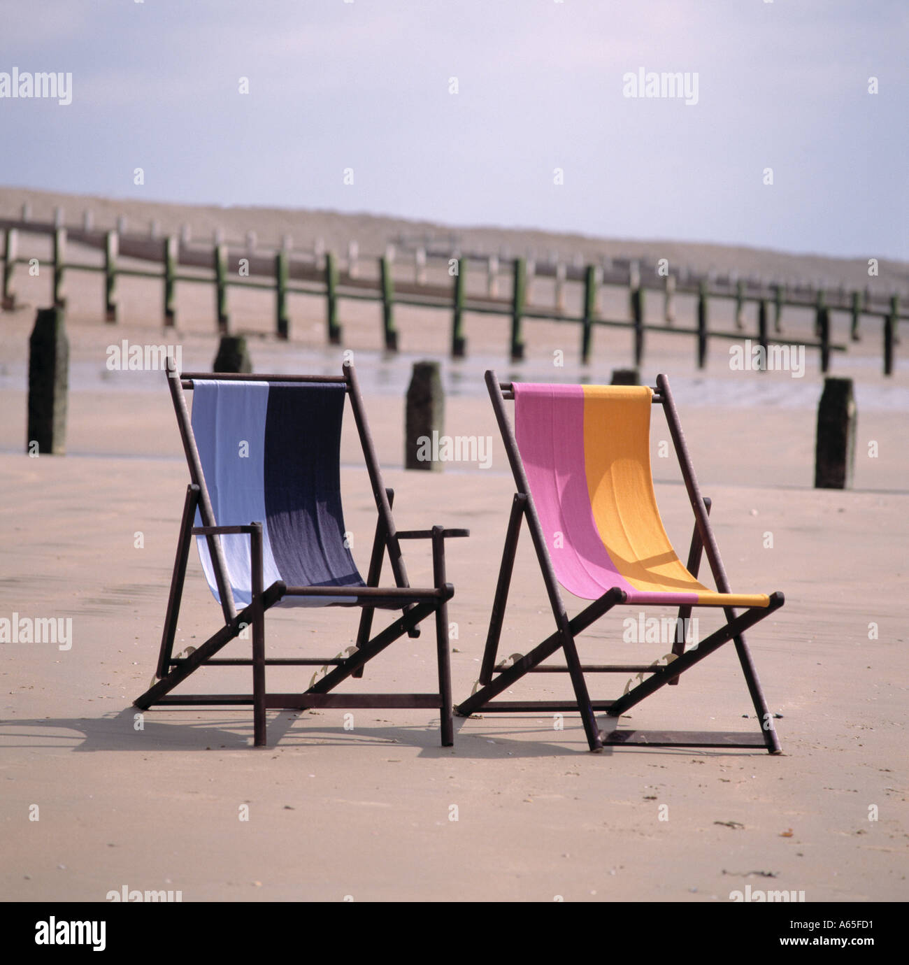 Deckchairs on a Beach Stock Photo - Alamy