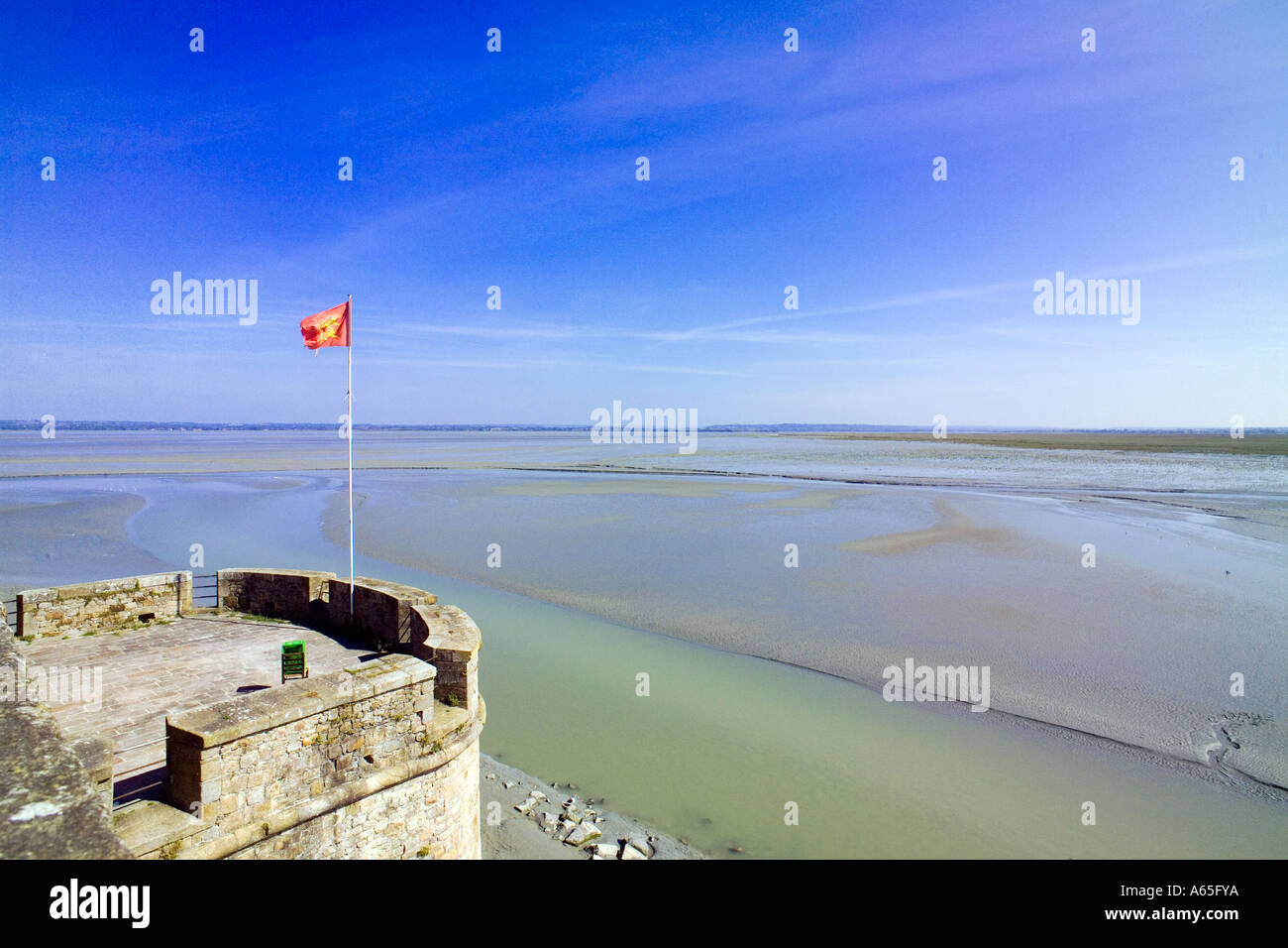 RAMPART'S WATCH TOWER AND BAY MONT-ST-MICHEL NORMANDY FRANCE Stock ...