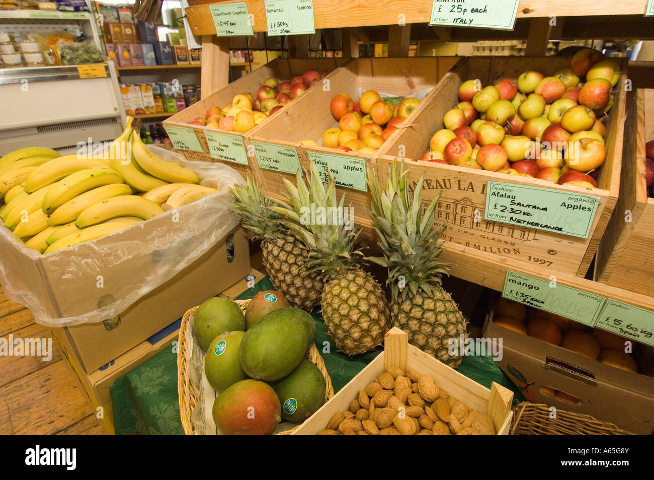 Imported organic fruit on sale at TREEHOUSE organic food shop ...