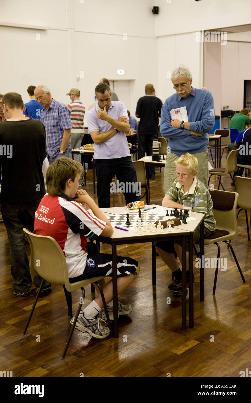 Young boys playing in the International Chess Tournament at Caerleon ...