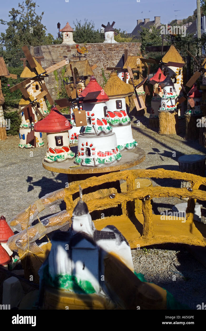GARDEN WINDMILL DISPLAY AT FACTORY BRITTANY FRANCE Stock Photo - Alamy