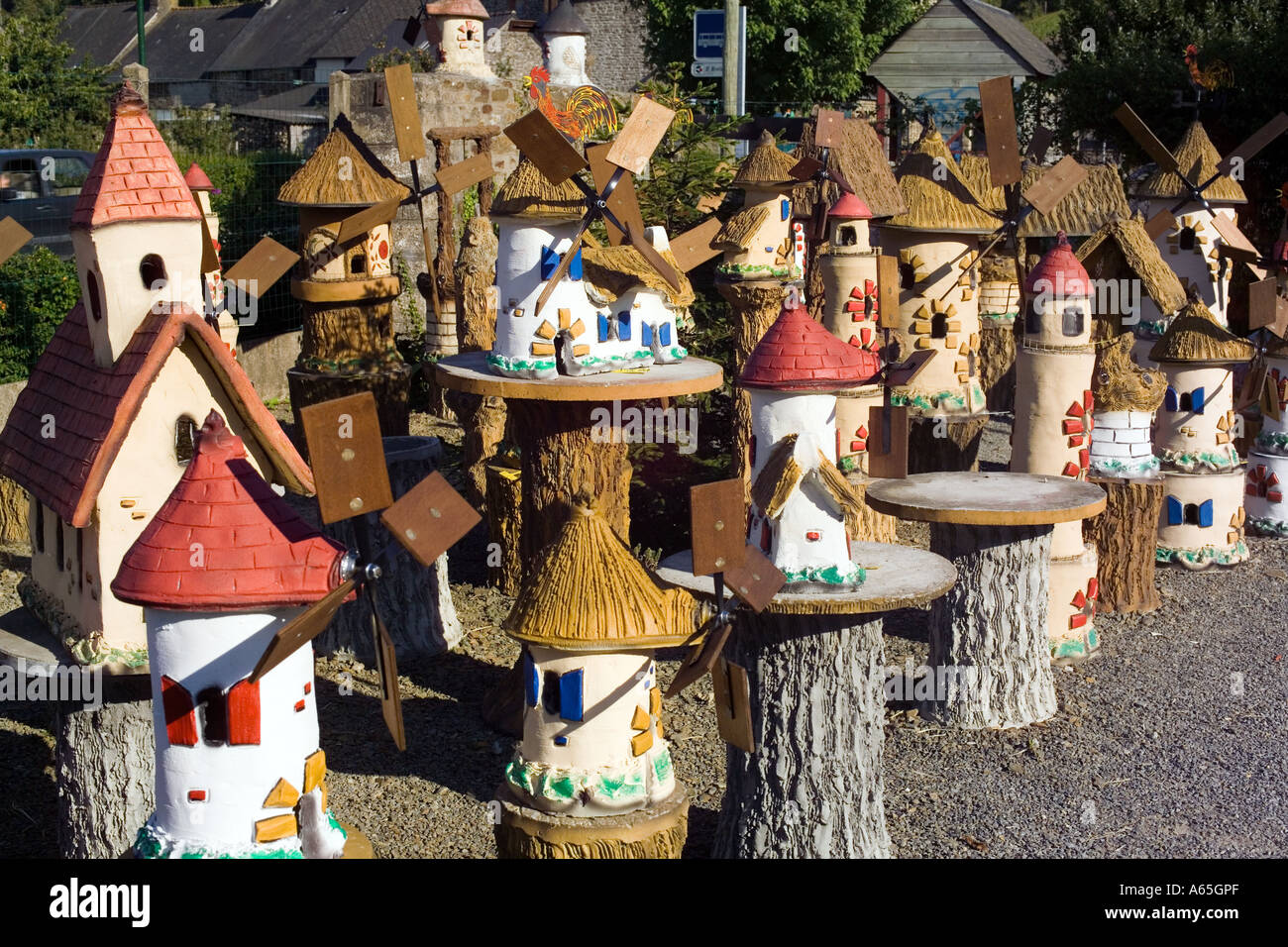 GARDEN WINDMILL DISPLAY AT FACTORY BRITTANY FRANCE Stock Photo - Alamy