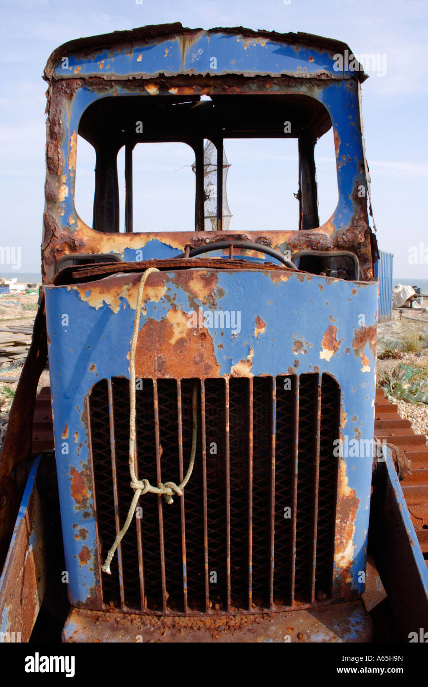 severely rusted abandoned blue machine Stock Photo - Alamy