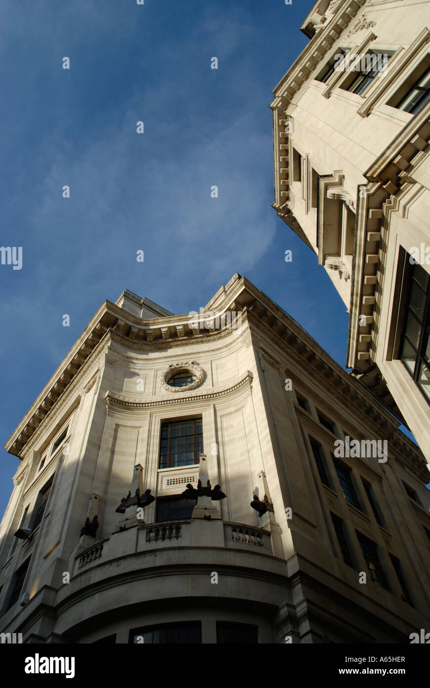 Neo baroque style architecture viewed from below Regent Street London ...