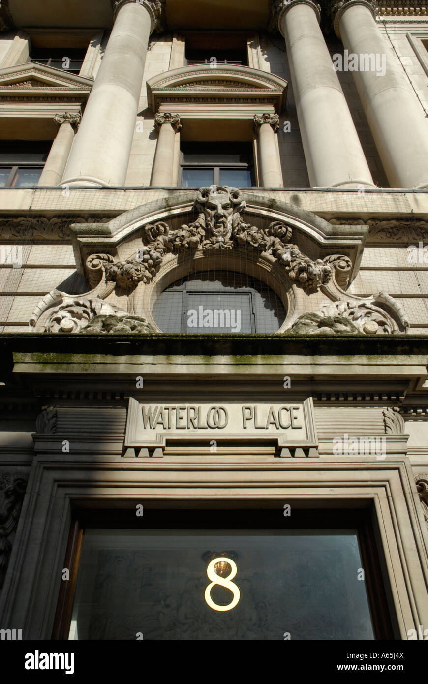 Exterior of Victorian building at number 8 Waterloo Place, London ...