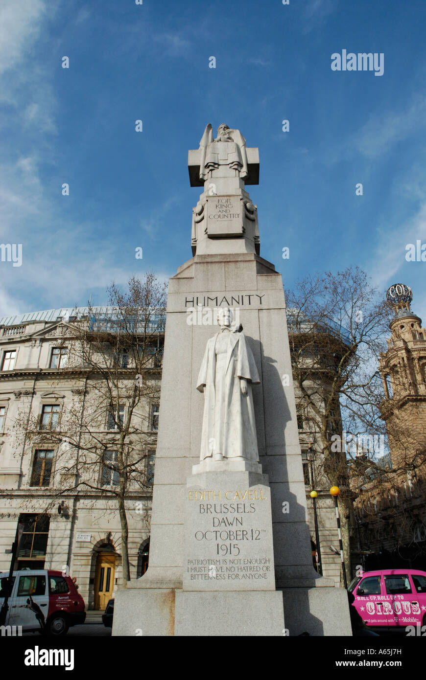 View of Edith Cavell statue in Charing Cross Road London England Stock ...