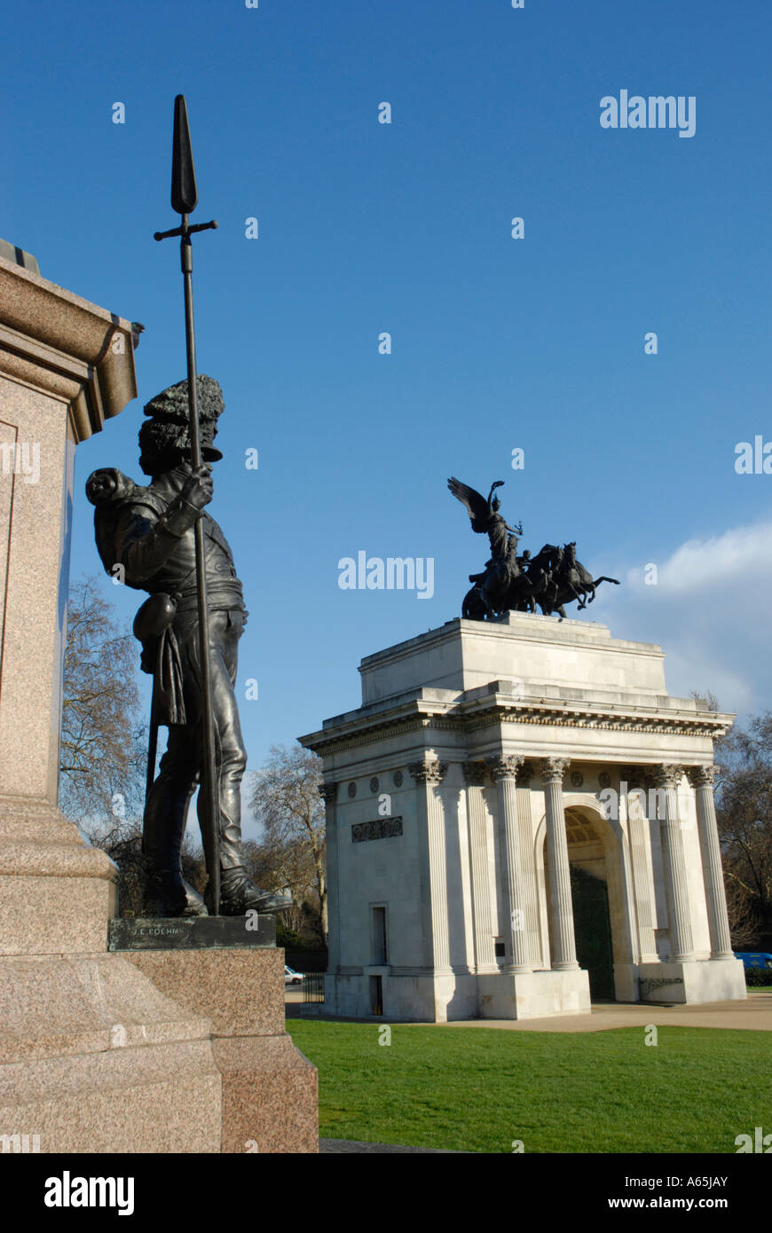 View of Wellington Arch with part of Wellington Monument in the ...