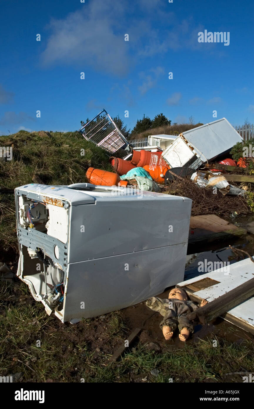 fly tipping near camborne in cornwall,england Stock Photo - Alamy