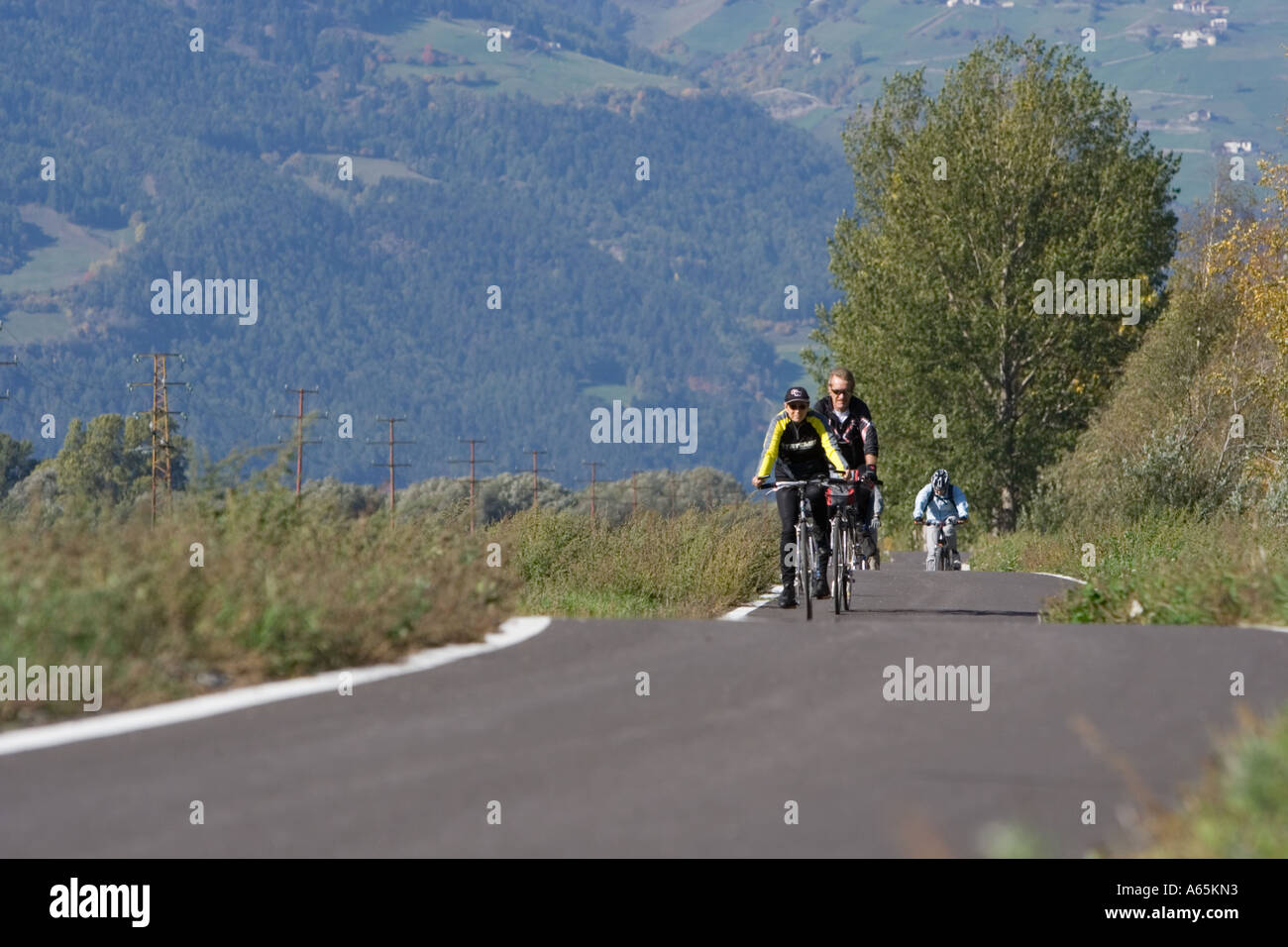 Cyclists using cycle path on vacation Stock Photo - Alamy