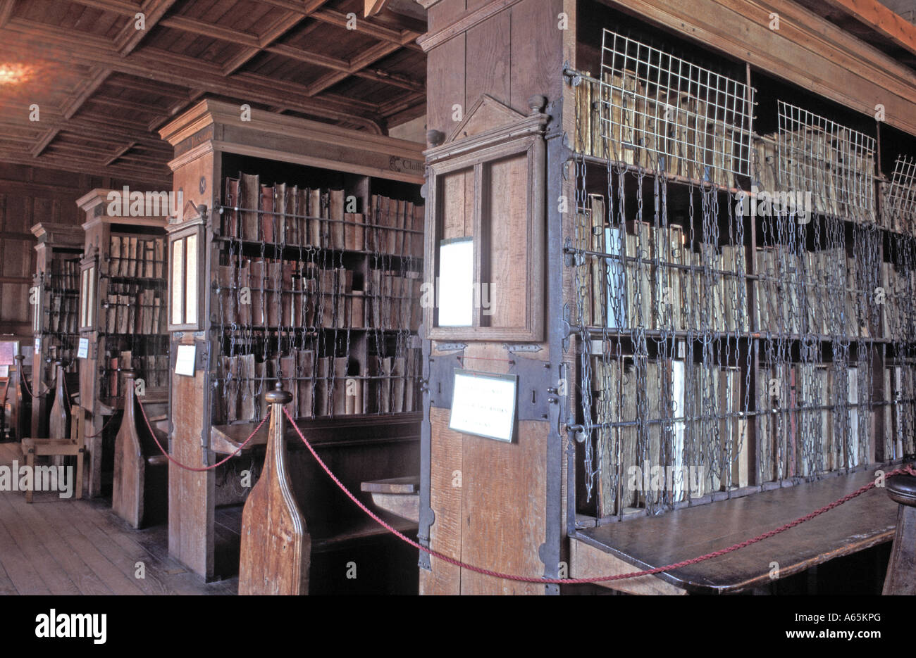 Jacobean chained library New Library Building Hereford Cathedral Stock Photo - Alamy