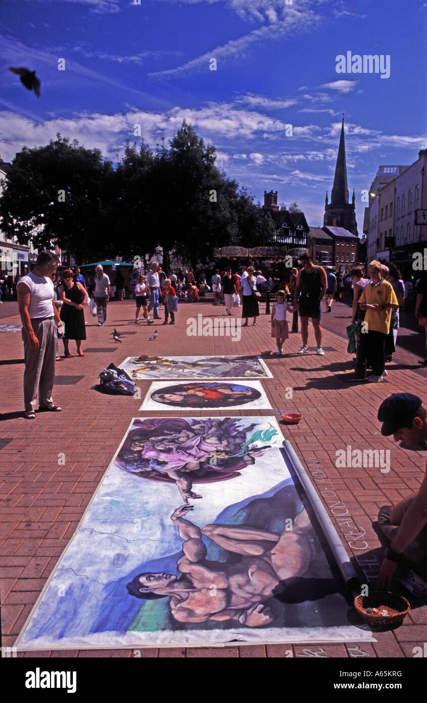 Pavement art; Hereford town centre Stock Photo - Alamy