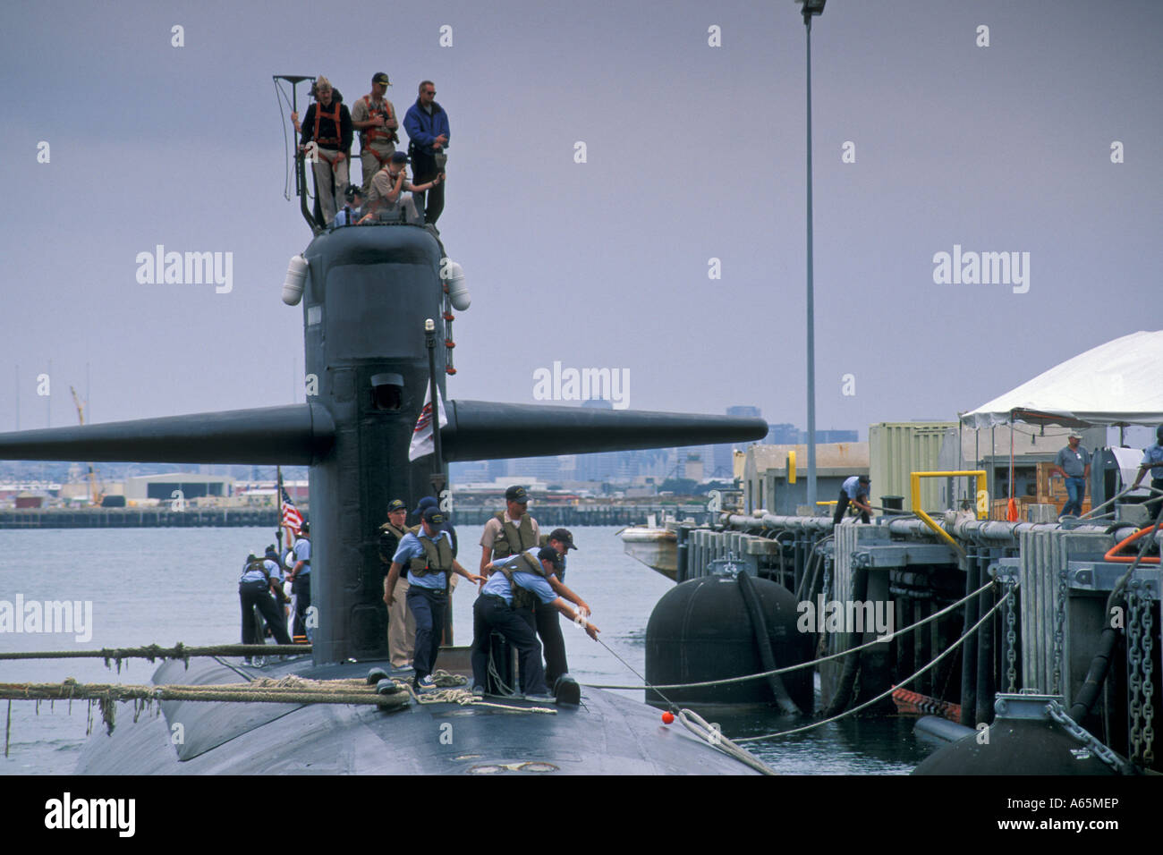 Dallas Class attack sub pulling into dock US Navy Submarine Base San ...