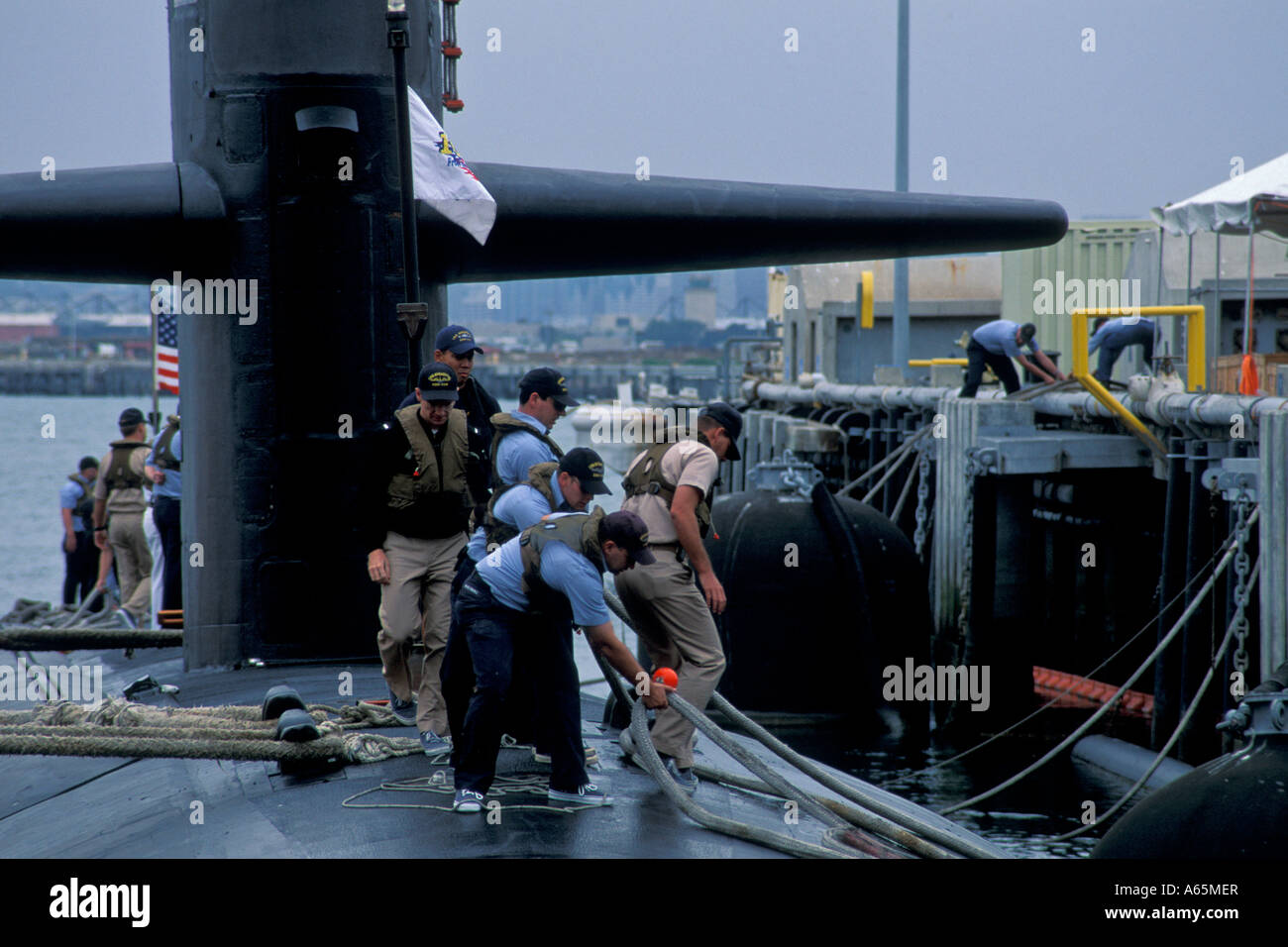 Dallas Class attack sub pulling into dock US Navy Submarine Base San ...