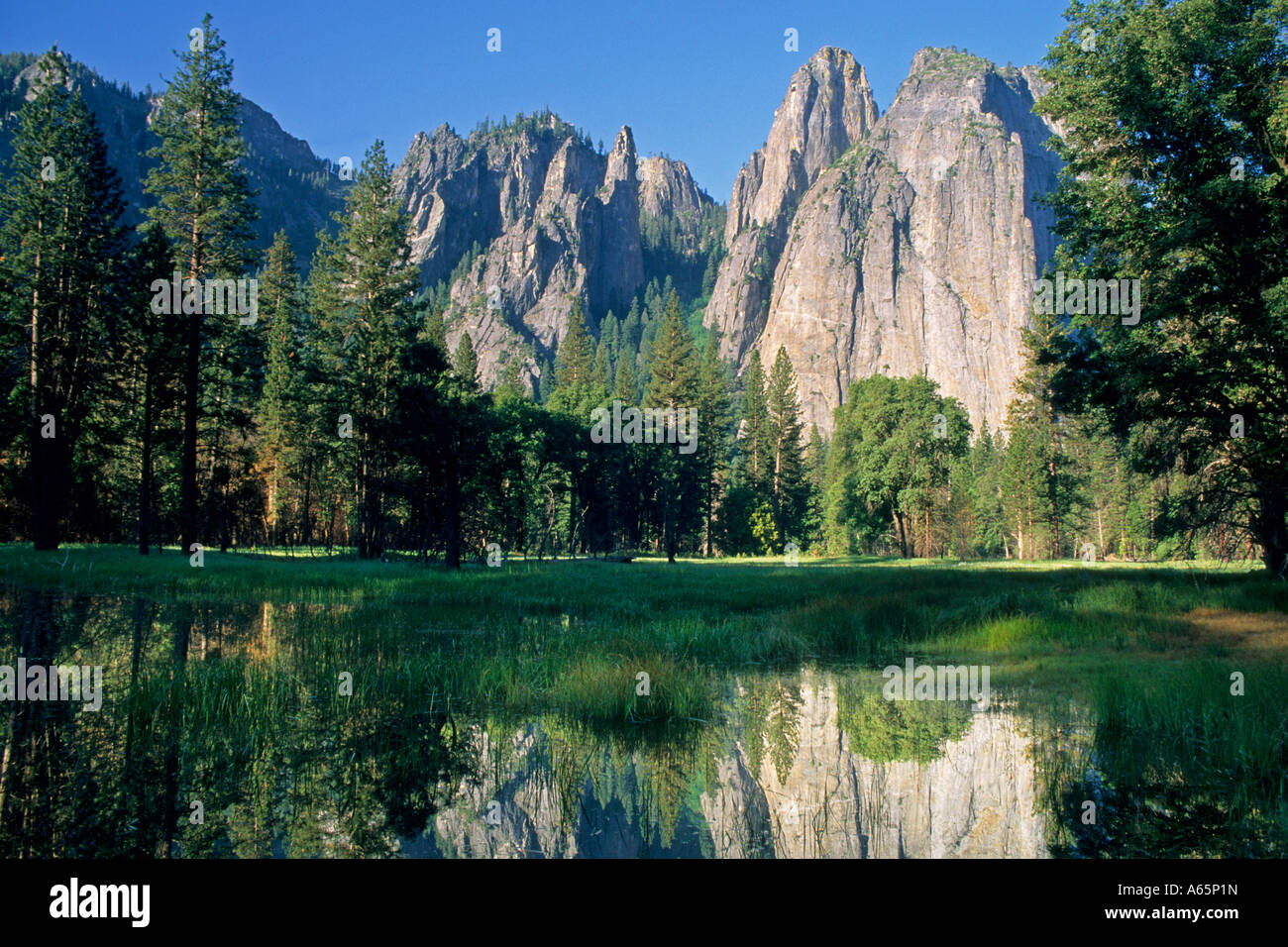 Cathedral Rocks Yosemite Valley in spring Yosemite National Park ...