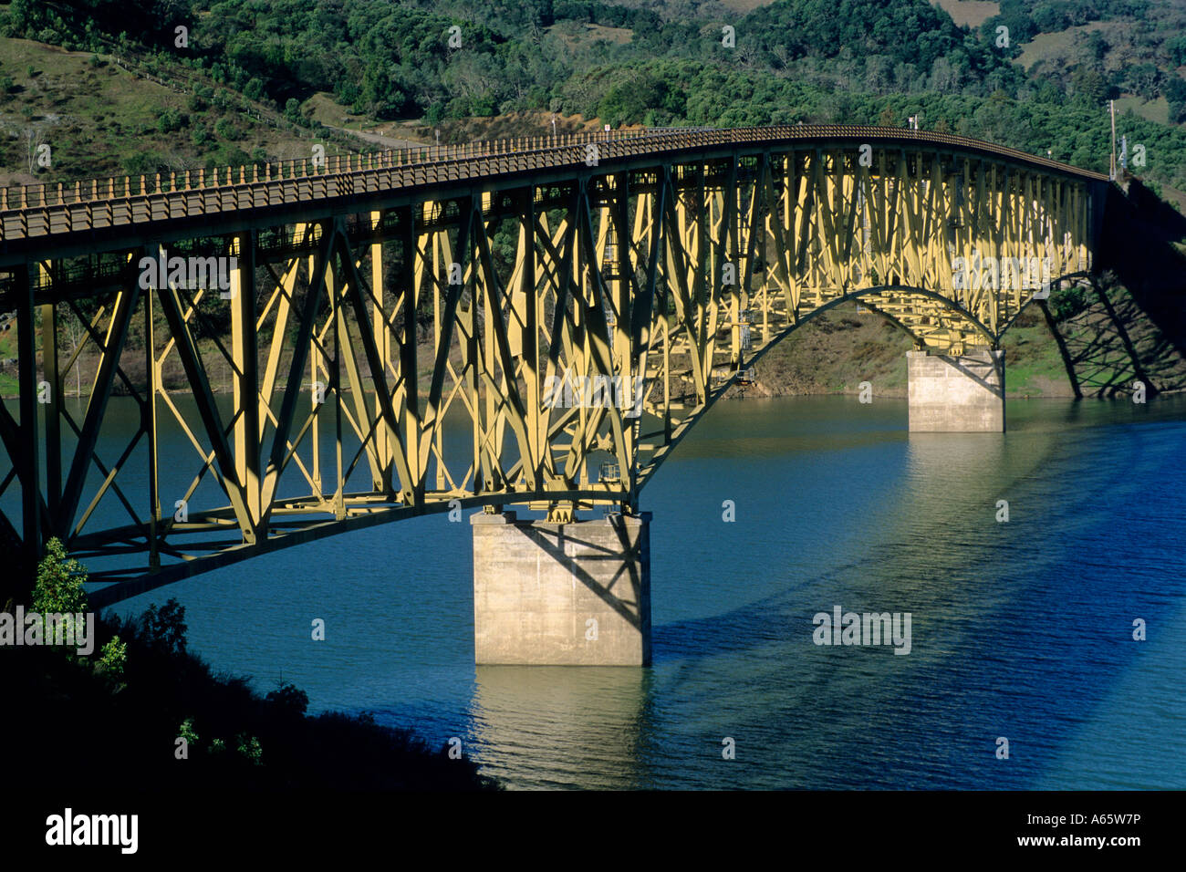 Steel Arch bridge over Lake Sonoma Sonoma County California Stock Photo ...