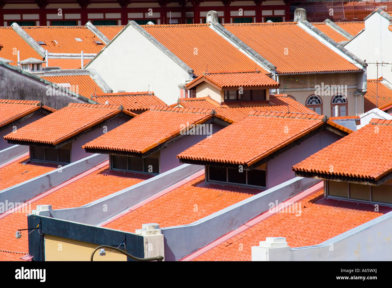 Orange Tiled Rooftops Chinese Shophouses Chinatown Singapore Stock ...