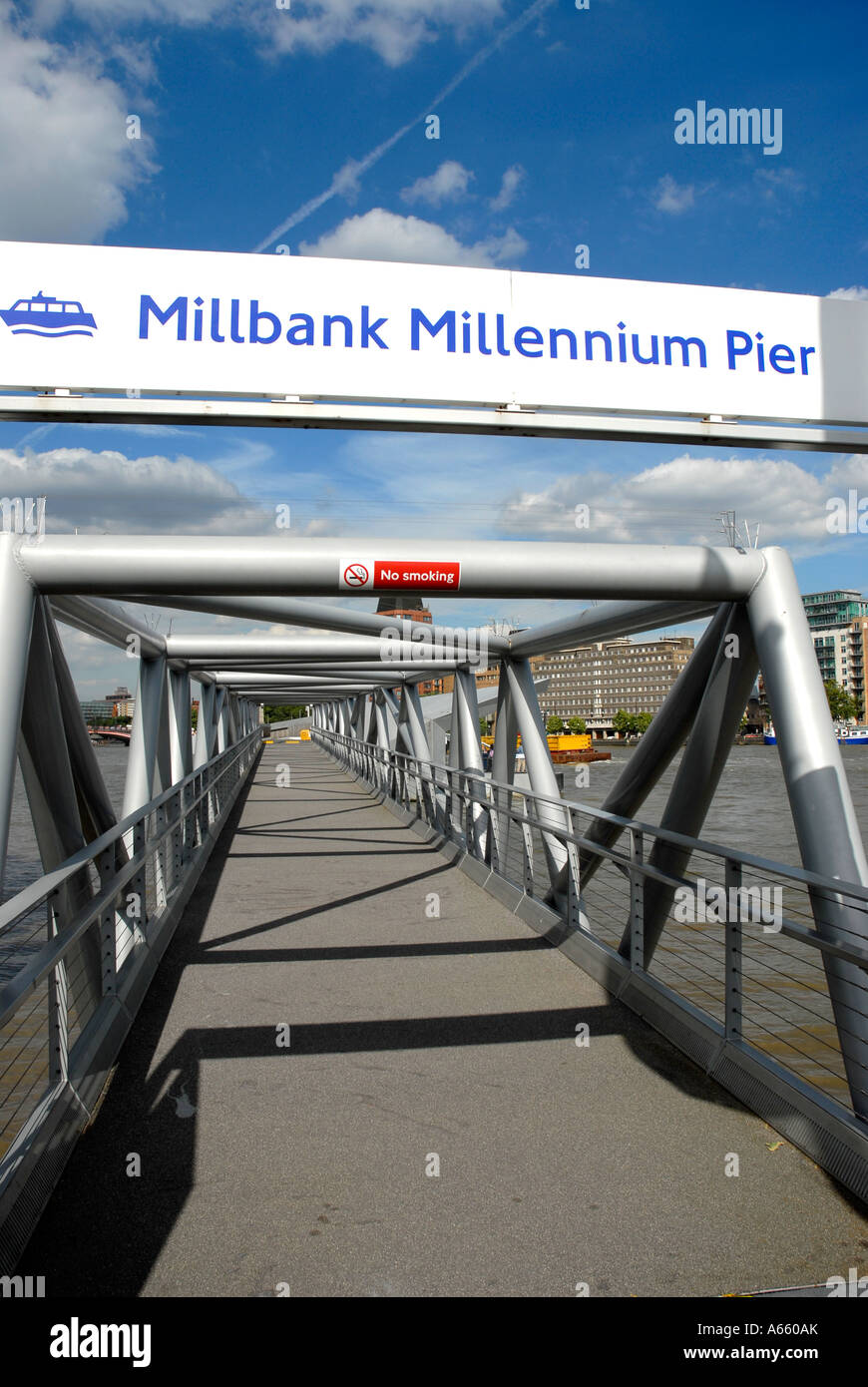 The Millbank Millennium Pier on the River Thames London Stock Photo - Alamy