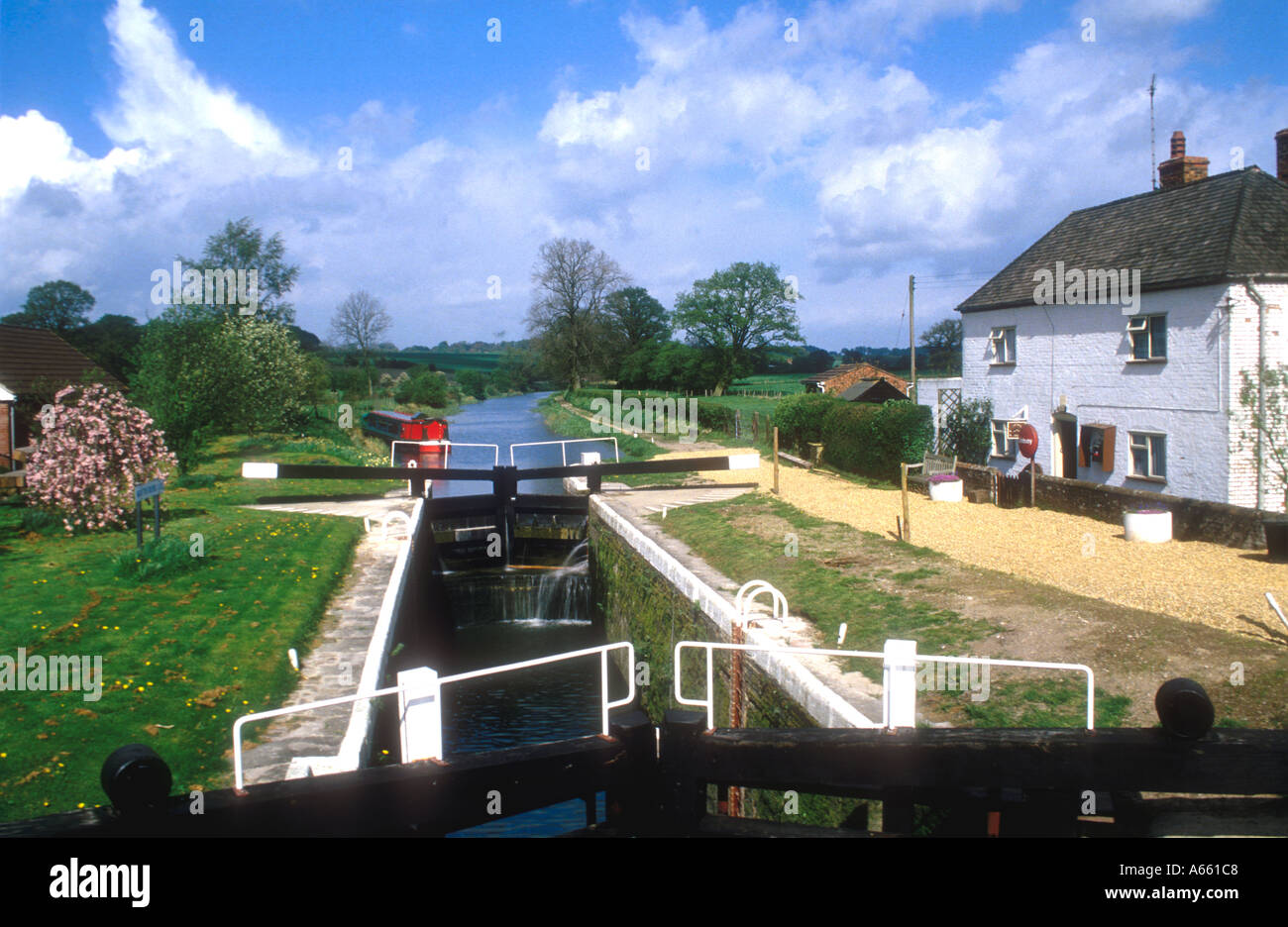 Wootton Rivers lock on the Kennet and Avon Canal in Wiltshire England ...