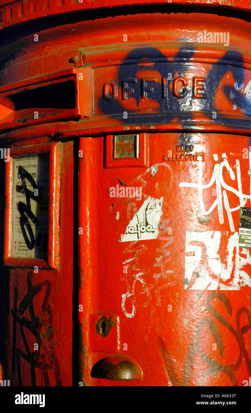Red postbox post box with graffiti hi-res stock photography and images ...