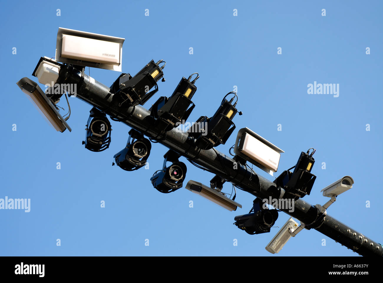 CCTV security and Congestion Charge cameras in London Stock Photo - Alamy