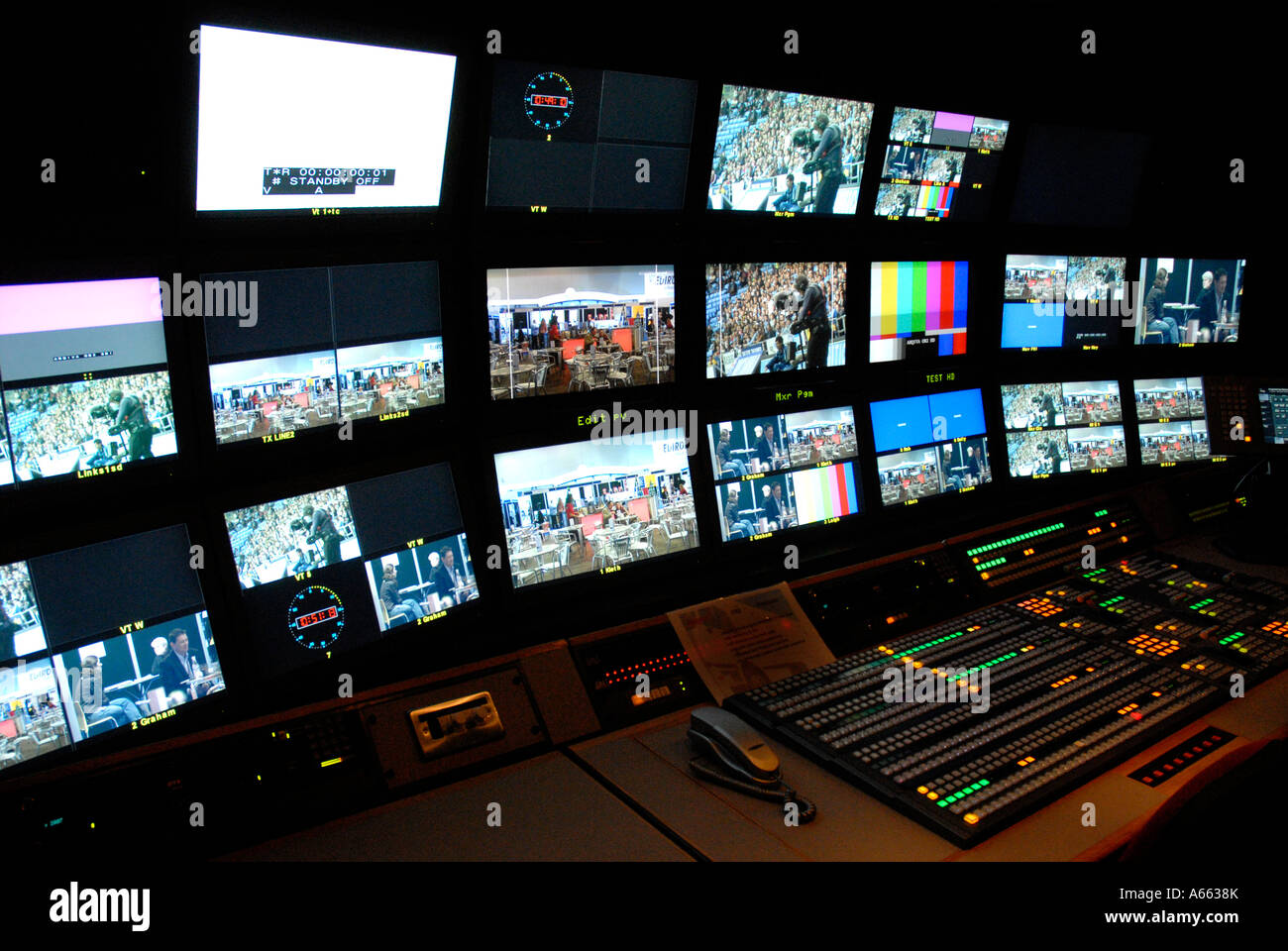 Inside the Arqiva Outside Broadcast HD mobile control room at the ...