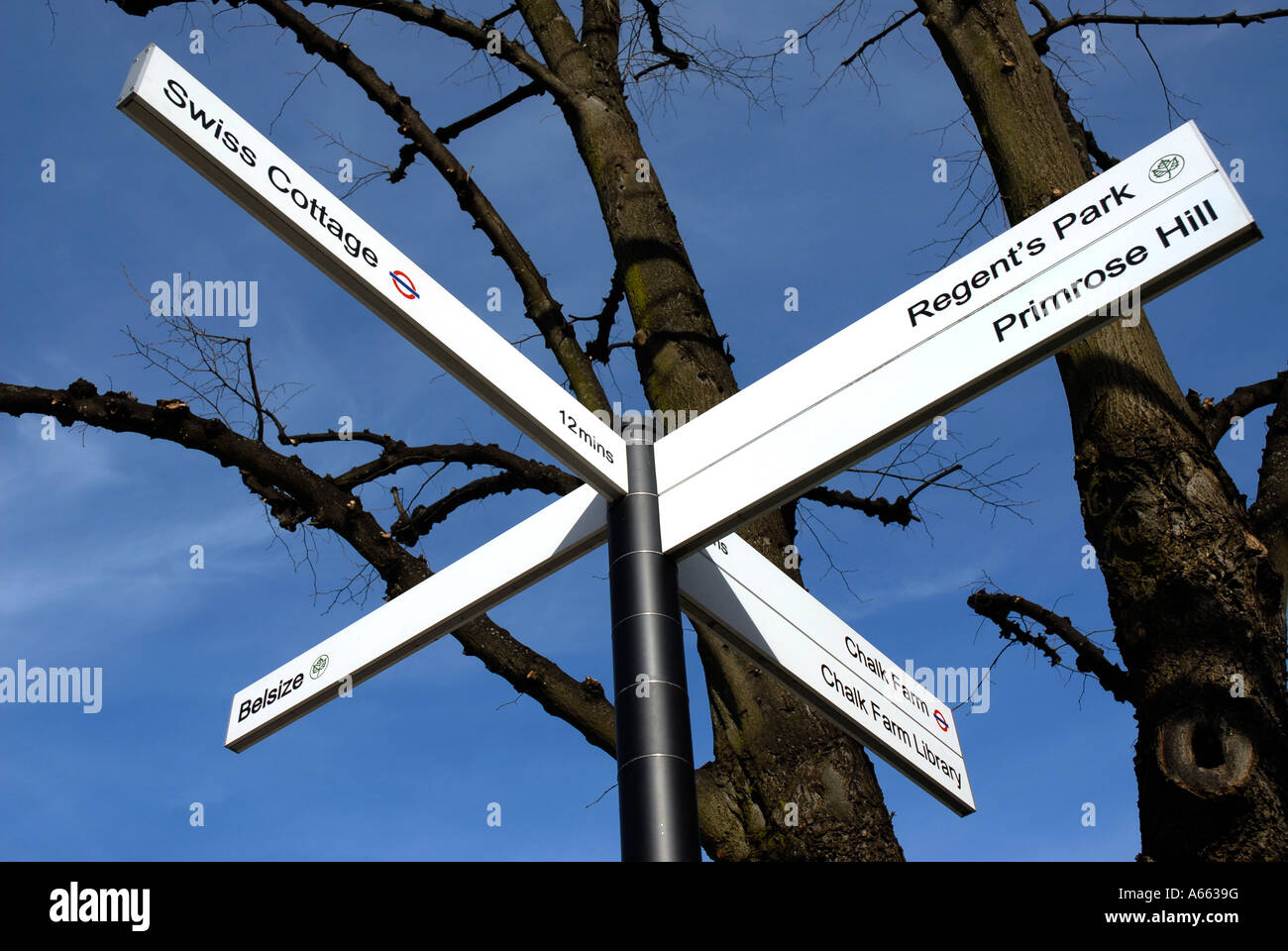 Direction signs in Primrose Hill Camden London Stock Photo - Alamy