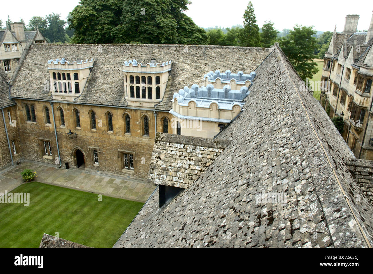 Merton College Oxford From Above Stock Photo - Alamy