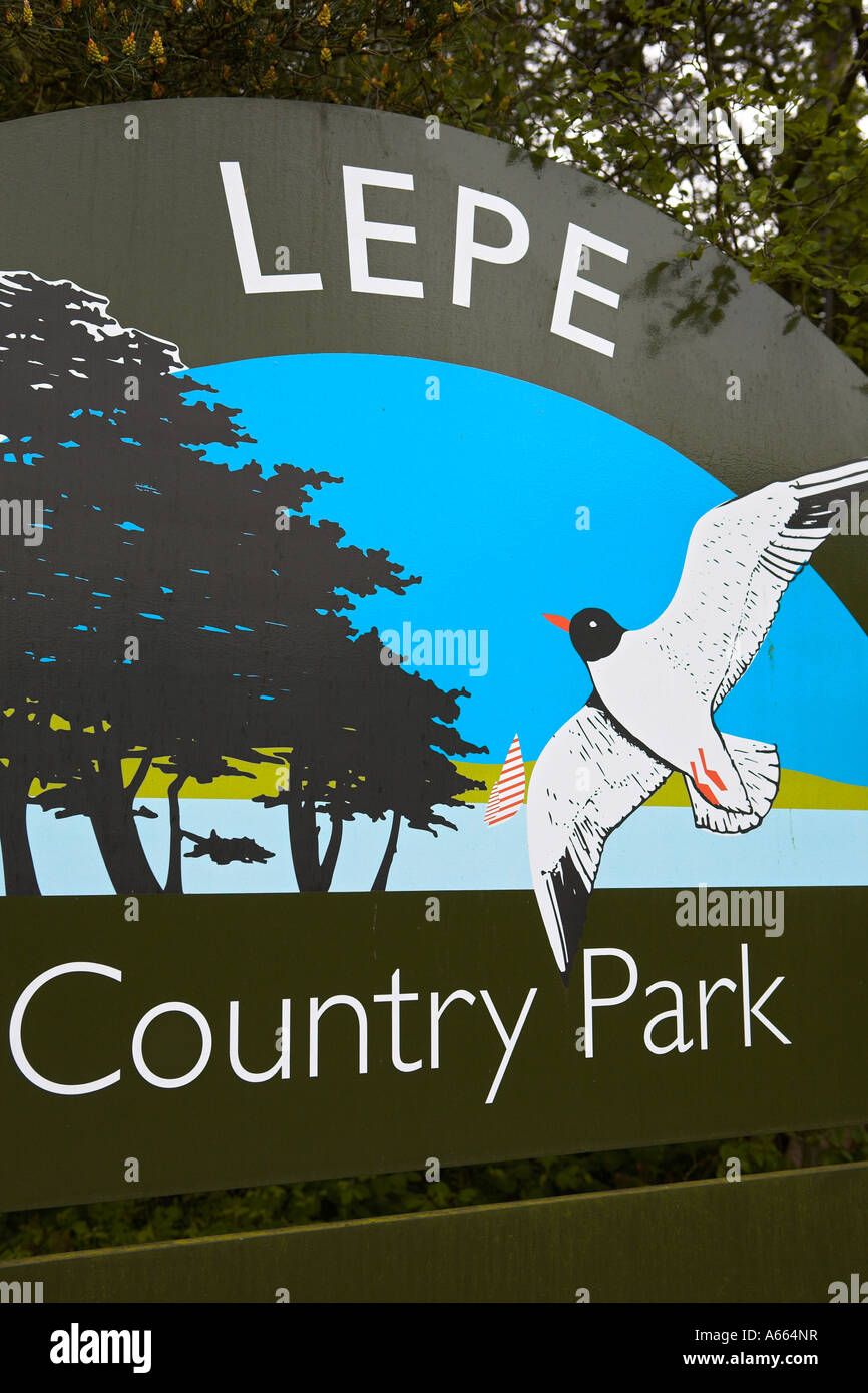 Signpost for Lepe Country Park in the New Forest National Park ...
