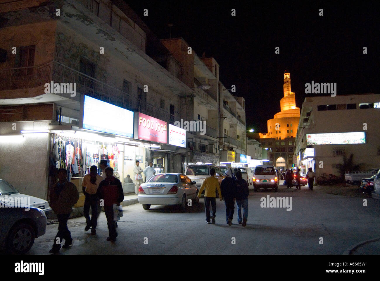 Street at Night Doha Qatar Stock Photo - Alamy