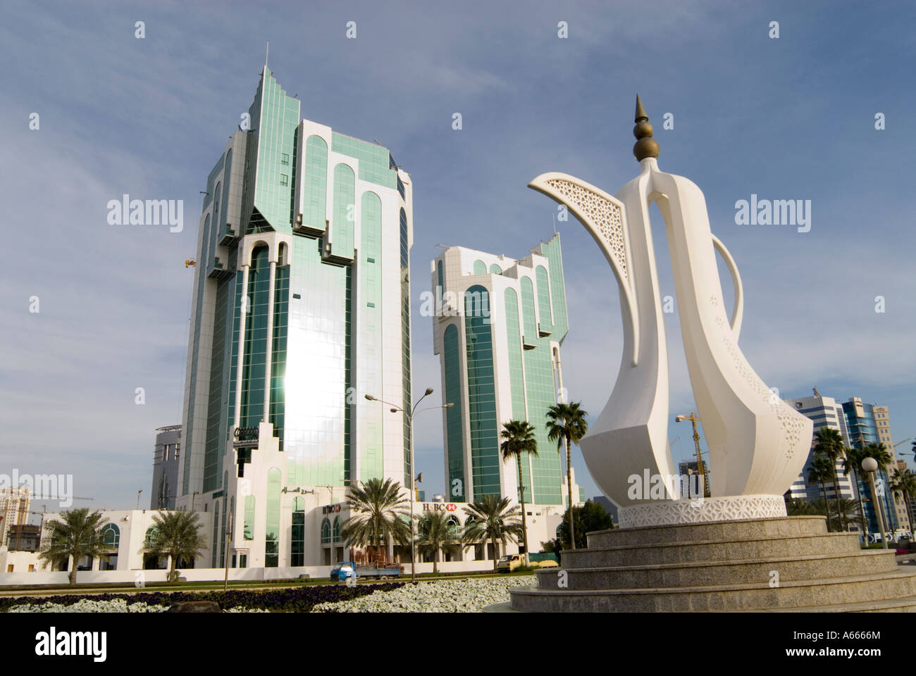 Salam Tower Coffee Pot West Bay Doha Qatar Stock Photo - Alamy