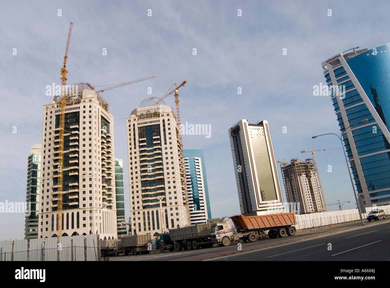 Modern Office Buildings Under Construction West Bay Doha Qatar Stock ...