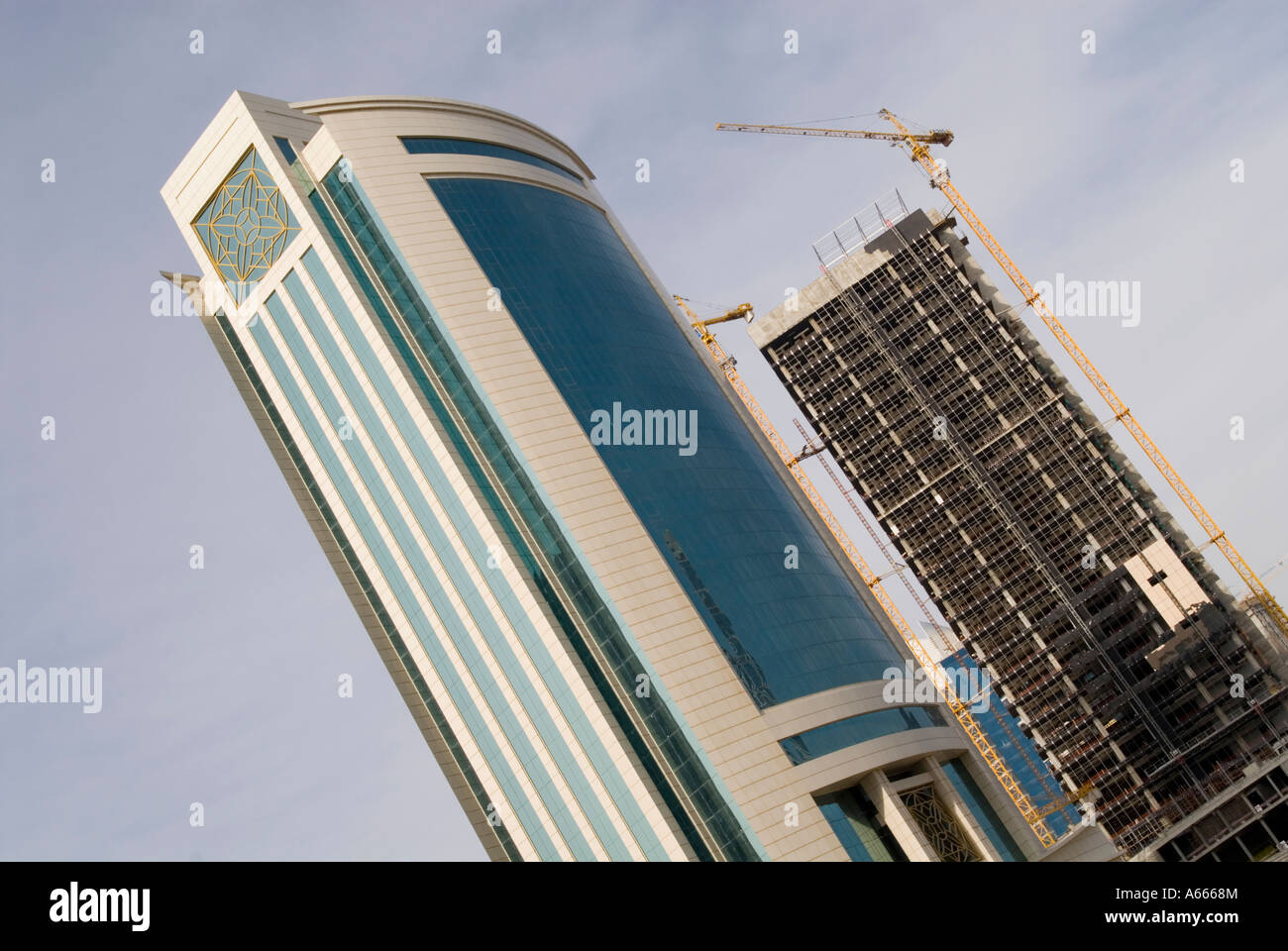 Modern Office Buildings Under Construction West Bay Doha Qatar Stock ...