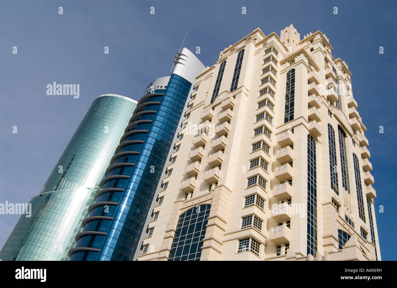 3 Architectural Style Office Towers Stock Photo - Alamy
