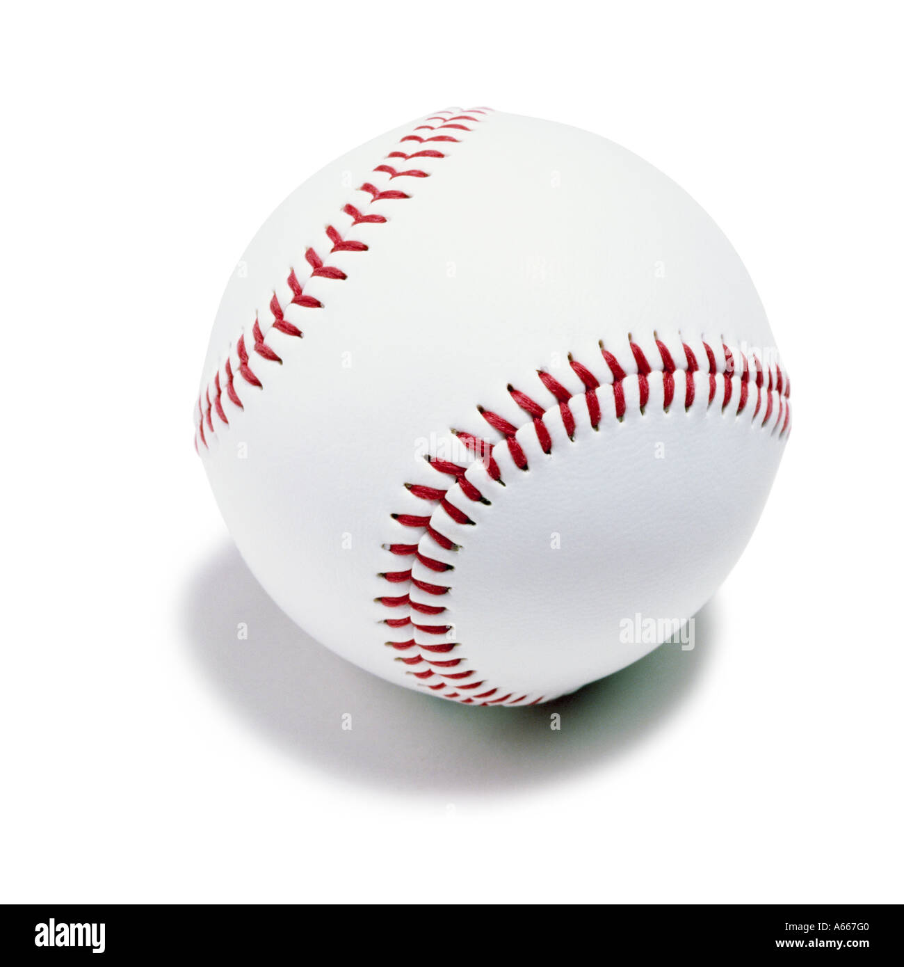 A white baseball with red stitching Stock Photo - Alamy