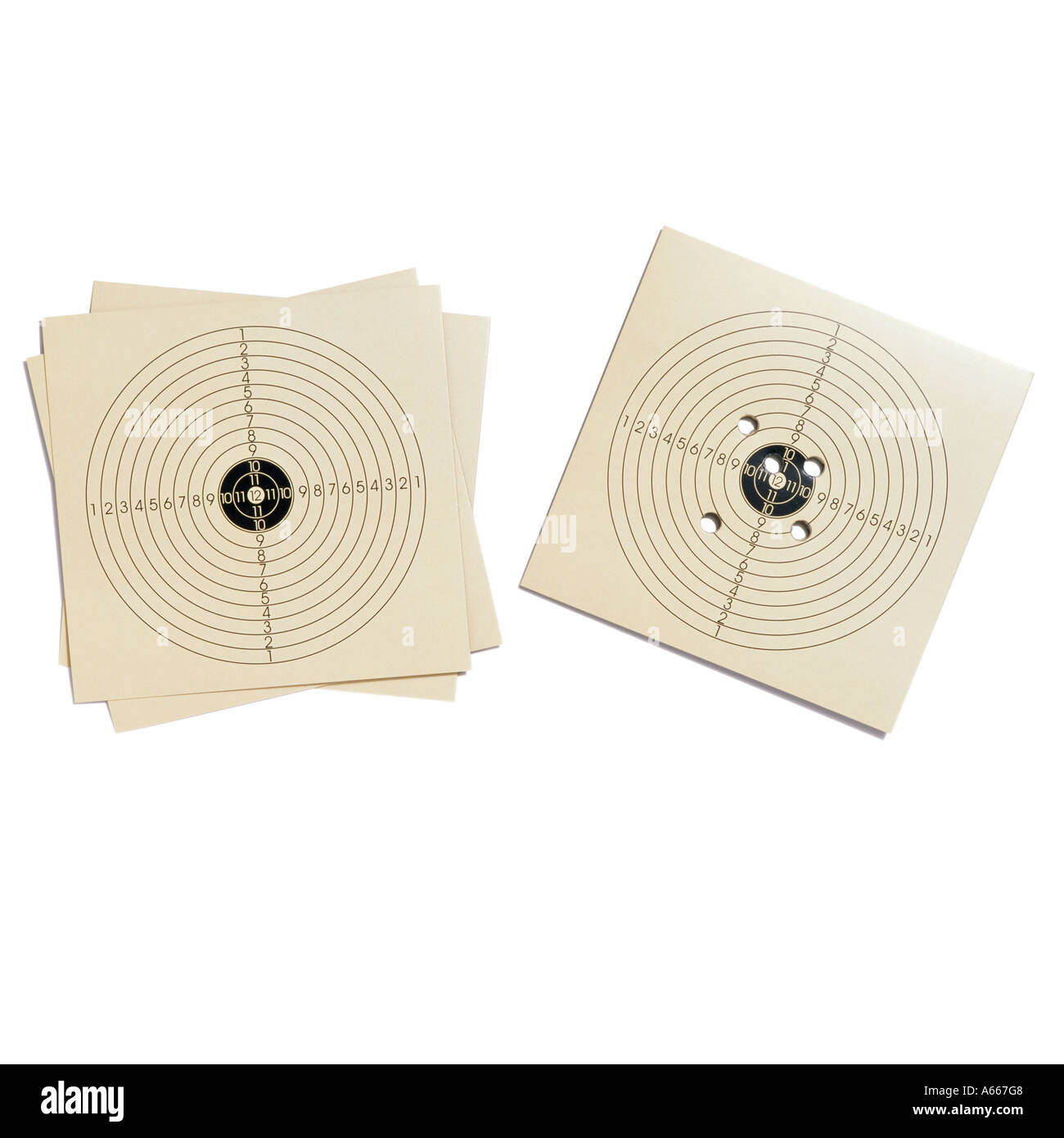 A target board with bullet holes and some clean target boards Stock ...