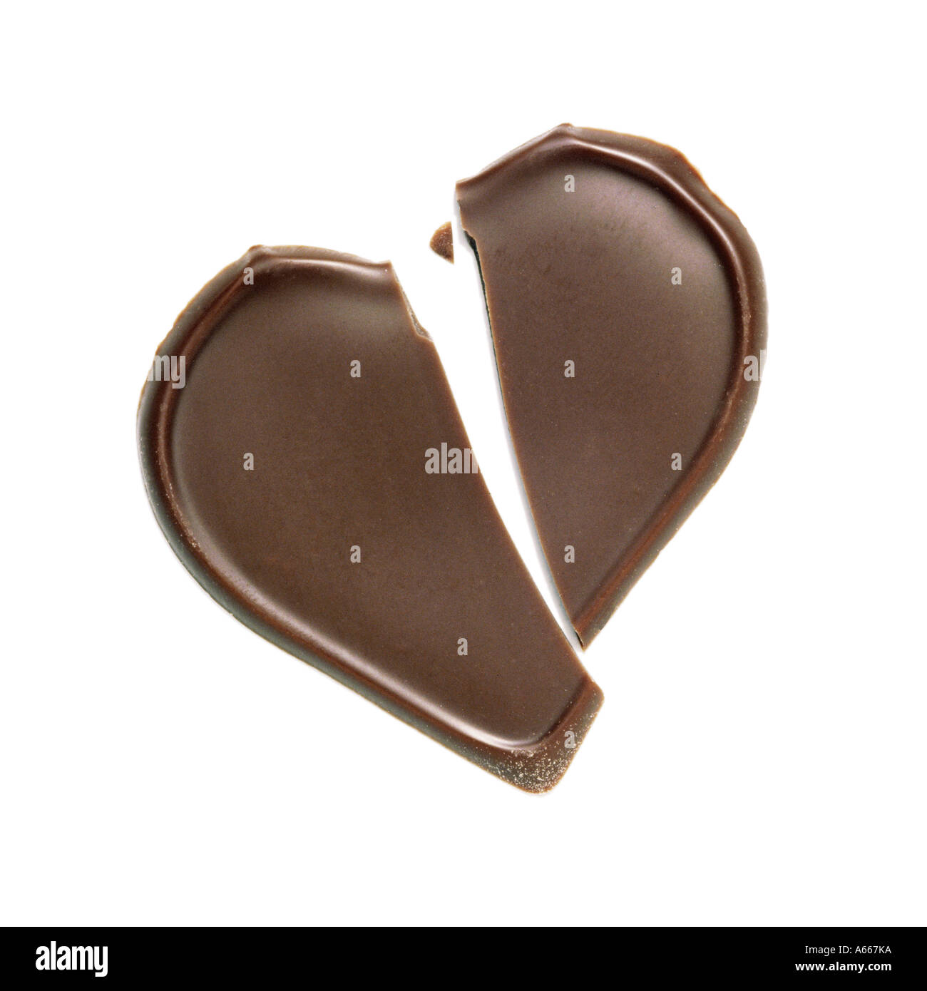 A broken chocolate heart Stock Photo - Alamy