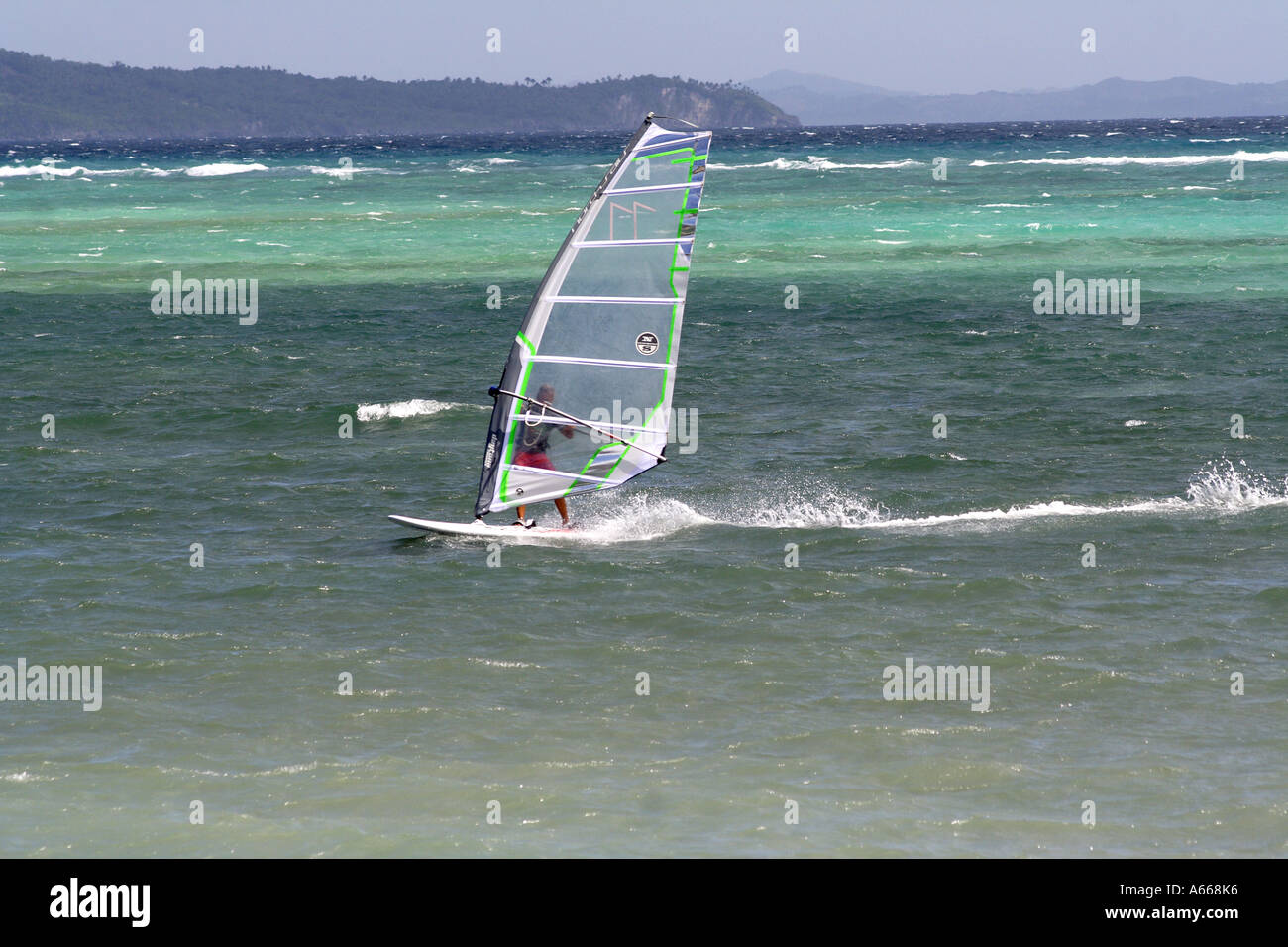Windsurfing off of Boracay, White Beach, Philippine Islands Stock Photo ...