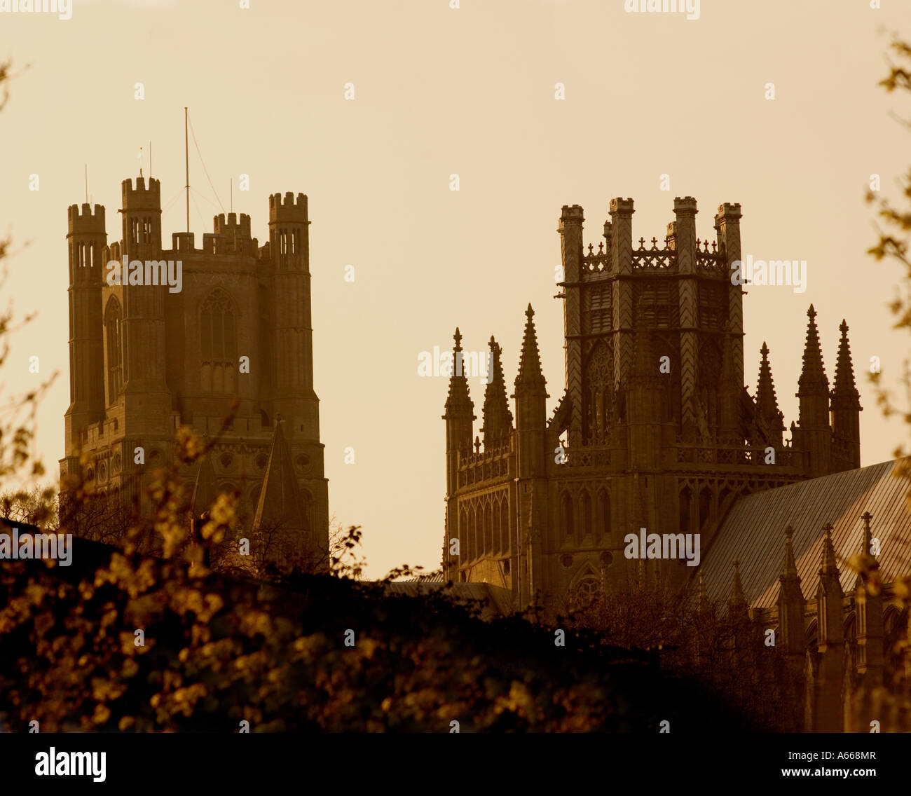 ely cathedral at sunset with the octagon tower in focus Stock Photo - Alamy