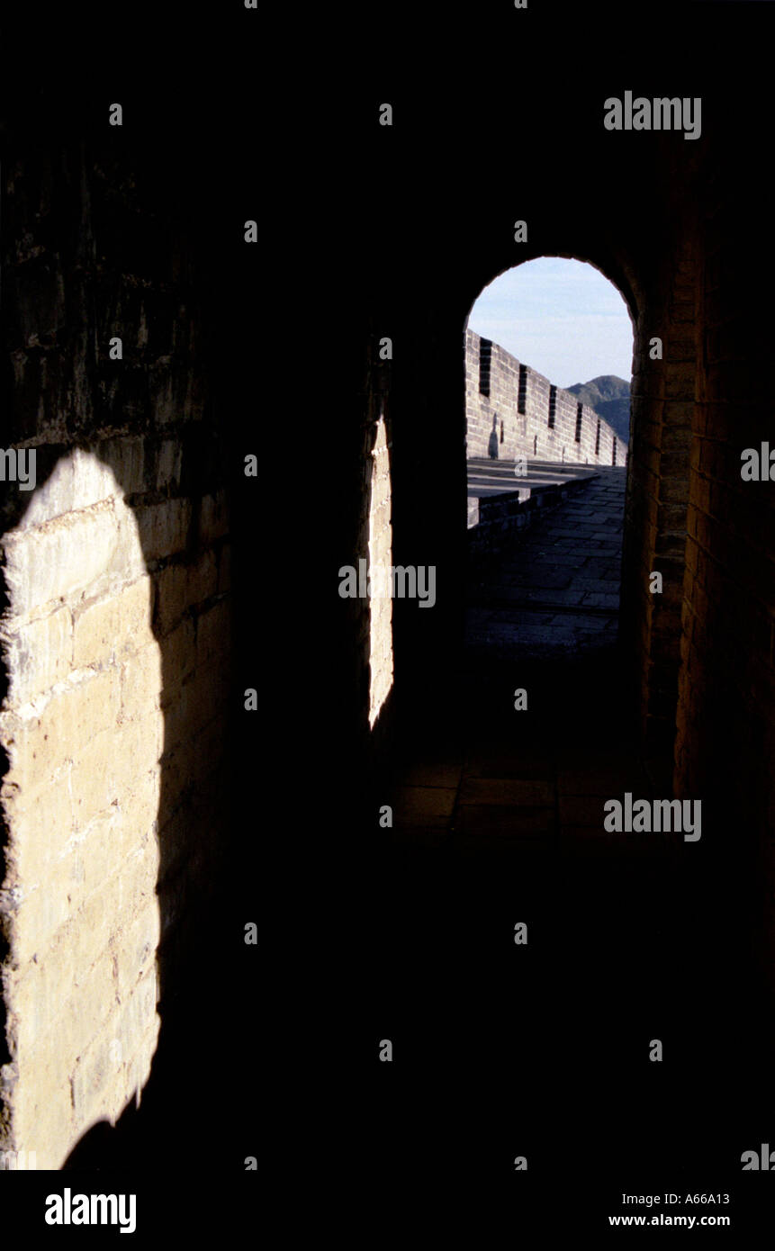 The Great Wall of China as seen through the entrance to a guarding post ...