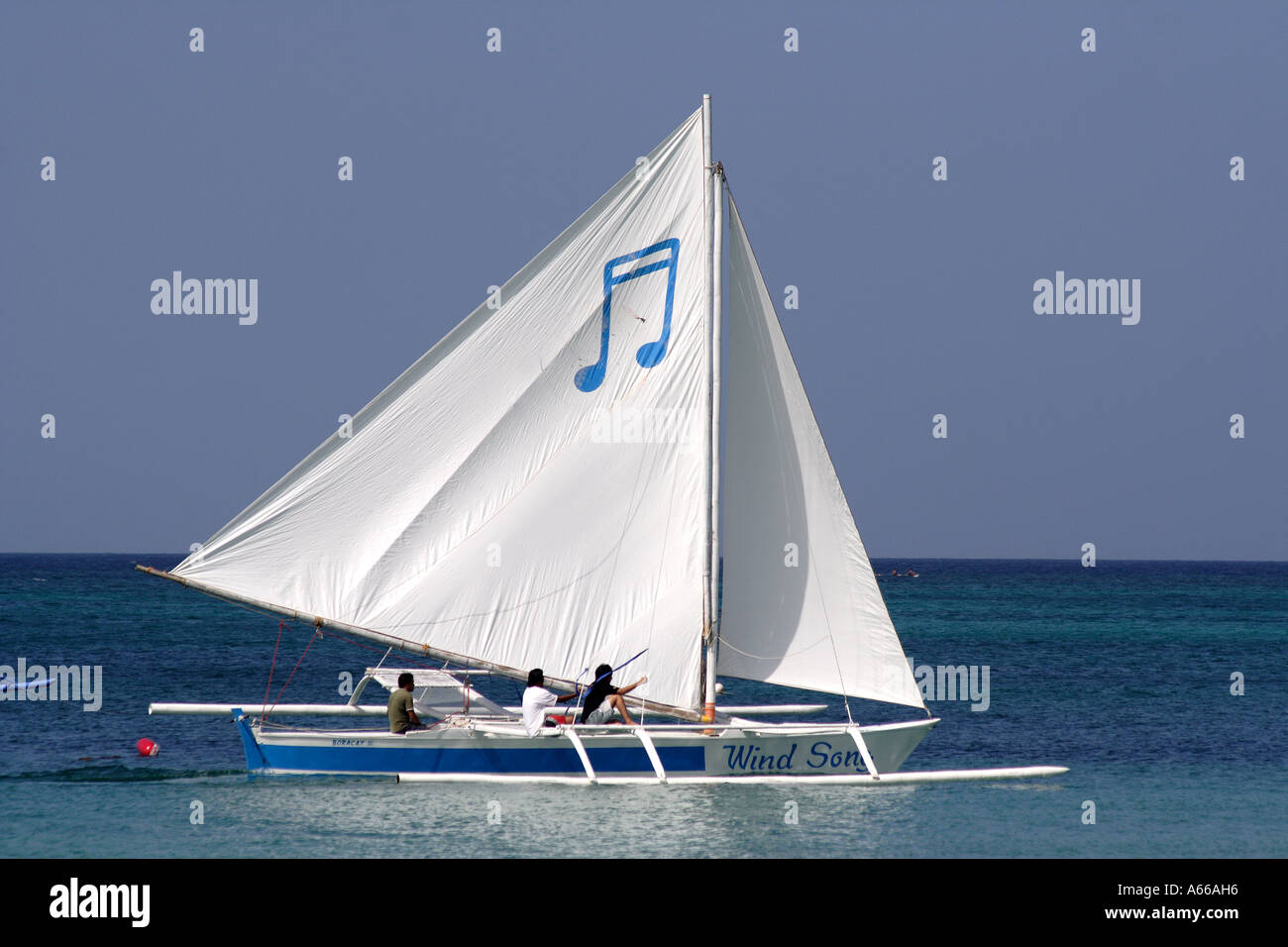 Sailboat sailing near the beach on Boracay, Philippine Islands Stock ...