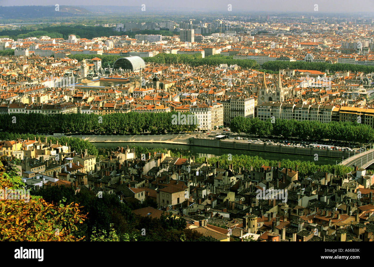 aerial view of lyon rhone valley france Stock Photo - Alamy