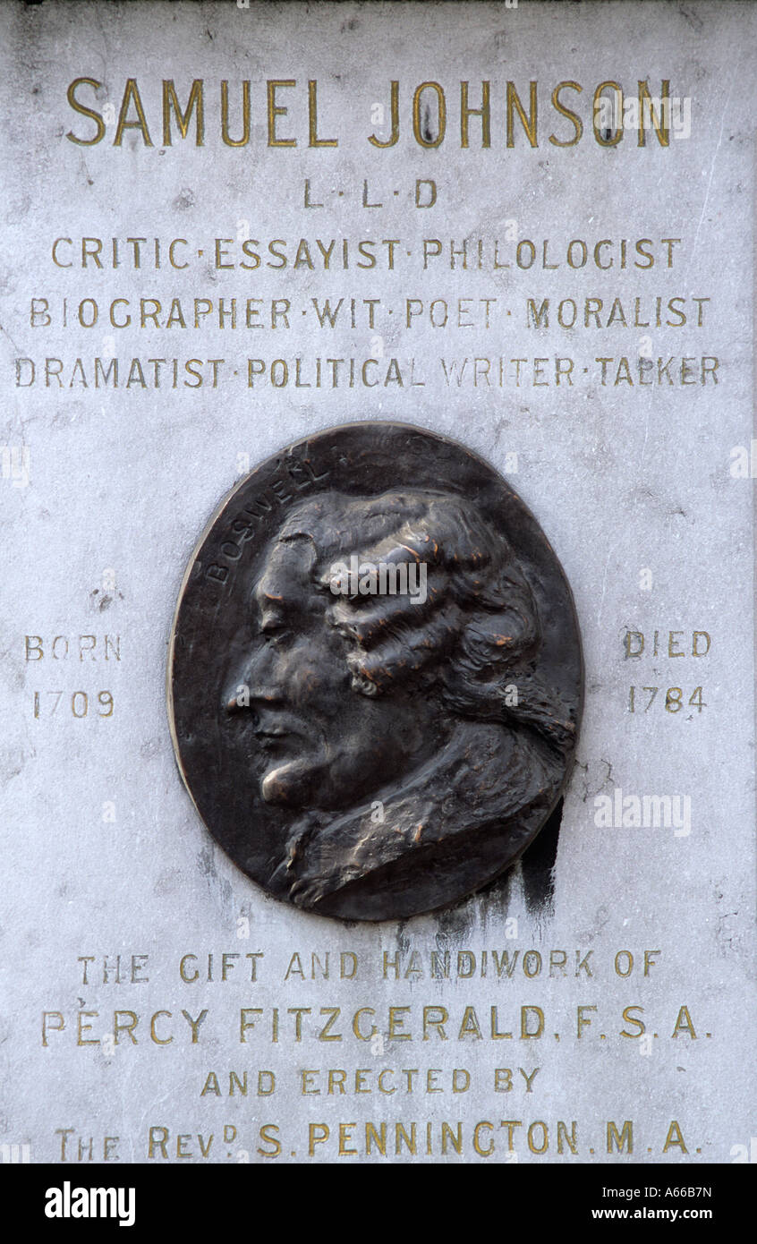 bronze memorial medallion of samuel johnson london england Stock Photo ...